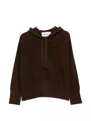 EMERSON RENALDI Ribbed-knit Drawstring Hoodie - Brown
