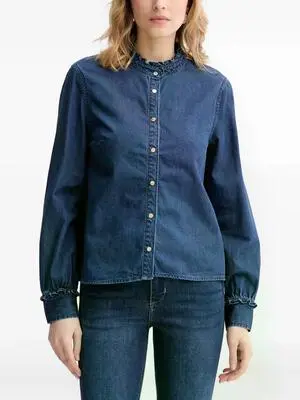 MORGAN Ruffled-collar Denim Shirt