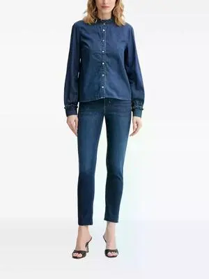 MORGAN Ruffled-collar Denim Shirt