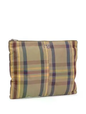 Bimba Y Lola Khaki And Garnet Tartan Jacquard Make-up Case - Neutrals
