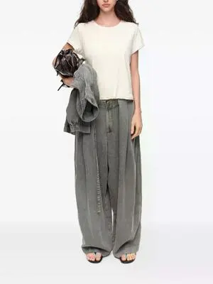 Bimba Y Lola Wide Leg Fluid Denim Trousers With Belt