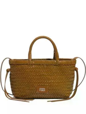 Bimba Y Lola Small Lime Plaited Leather Crossbody Bag - Brown