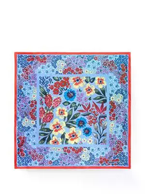 Bimba Y Lola Pastel Floral Sketch Print Scarf - Blue