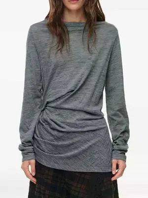 Bimba Y Lola Gray Melange Wool Knot T-shirt