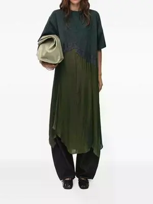 Bimba Y Lola Khaki Two-material Asymmetric Dress