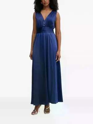 MORGAN Button-embellished Ruched-waist Maxi Dress