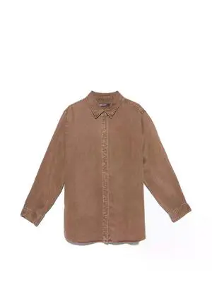 Bimba Y Lola Washed- Straight Fluid Shirt - Brown
