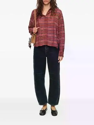 Bimba Y Lola Garnet Checked Boxy Fluid Shirt