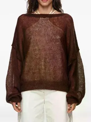 Bimba Y Lola Dark Mohair Boat-neck Sweater - Brown