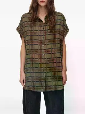 Bimba Y Lola Khaki Checked Dropped-shoulder Shirt