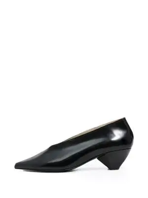 Bimba Y Lola Leather Mid-heel Court Shoes - Black