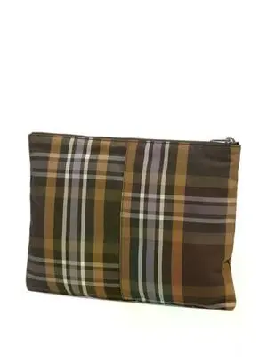 Bimba Y Lola Hunter Green Tartan Patchwork Make-up Case