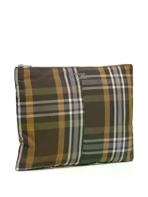 Bimba Y Lola Hunter Green Tartan Patchwork Make-up Case Brown