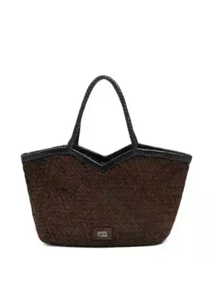 Bimba Y Lola Large Plaited Chocolate Leather Shopper Bag - Brown