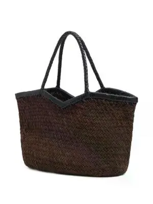 Bimba Y Lola Large Plaited Chocolate Leather Shopper Bag
