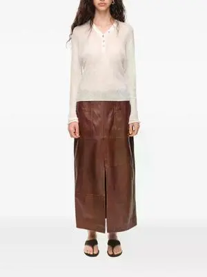 Bimba Y Lola Ivory Ribbed Sweater With Buttoned Neckline