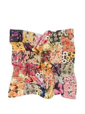 Bimba Y Lola Sage Green Floral Patchwork Scarf