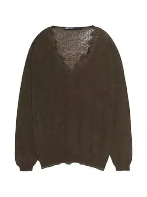 Bimba Y Lola Long Chocolate Wool And Lace Sweater