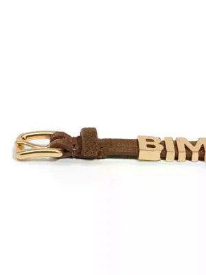 Bimba Y Lola Gold-logo Bracelet With -suede Strap