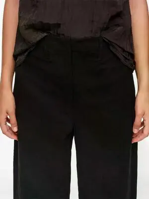 Bimba Y Lola Cotton And Linen Barrel-leg Trousers - Black