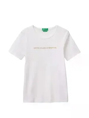 BENETTON Logo Embroidered T-shirt - White