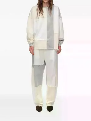 Bimba Y Lola Ivory-cotton-patchwork Jogger Trousers