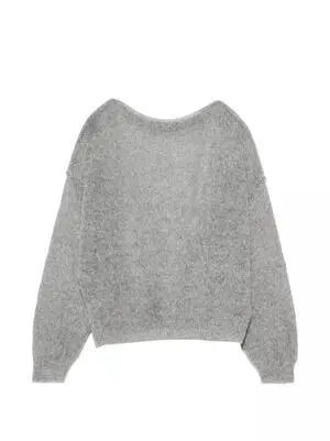Bimba Y Lola Gray Melange Mohair Boat Neck Sweater - Grey