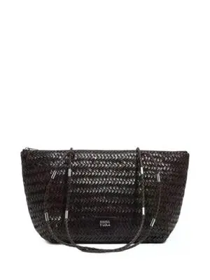 Bimba Y Lola Large Dark Plaited Leather Shopper Bag - Brown