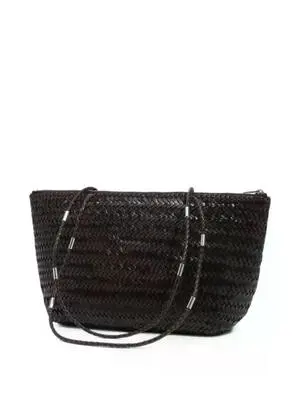 Bimba Y Lola Large Dark Plaited Leather Shopper Bag