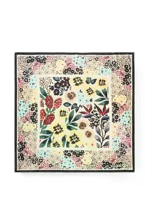 Bimba Y Lola Off-white Pastel Floral Sketch Print Scarf - Neutrals