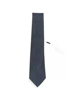 Canali Micro-patterned Silk Tie - Blue