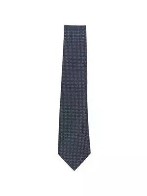 Canali Micro-patterned Silk Tie - Blue