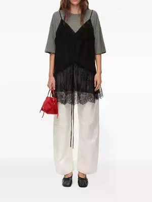 Bimba Y Lola Gray Melange Fluid Layer T-shirt Top - Black