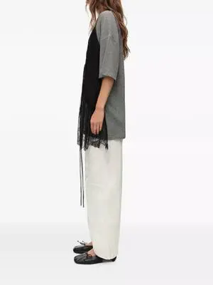 Bimba Y Lola Gray Melange Fluid Layer T-shirt Top - Black
