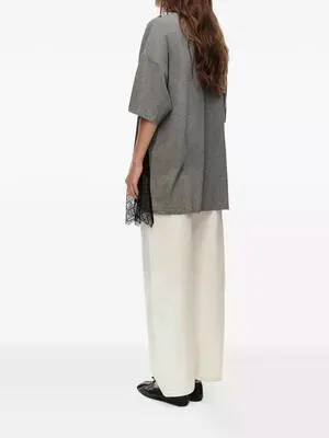 Bimba Y Lola Gray Melange Fluid Layer T-shirt Top - Black