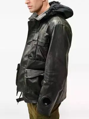 C.P. COMPANY Goggle-detail Leather Jacket