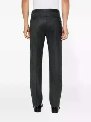 Corneliani Tailored Straight-leg Trousers In Dark Felted Texture