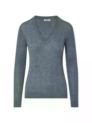 Liu Jo Wool Sweater With V-neck - Grey