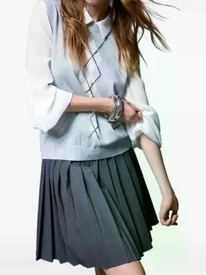Liu Jo Wool Blend Argyle Vest - Grey