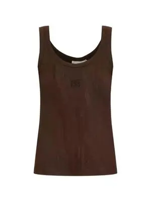 GESTUZ Ribbed-knit Logo-embroidered Sleeveless Top