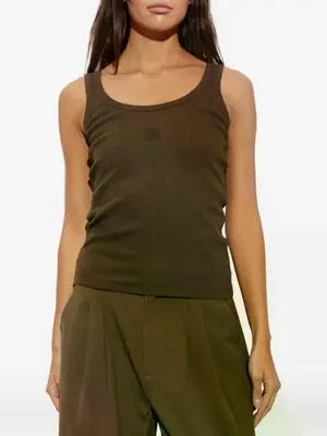 GESTUZ Ribbed-knit Logo-embroidered Sleeveless Top