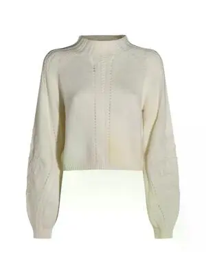 TWINSET Floral Embroidered Cable-knit Mock Neck Sweater