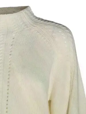 TWINSET Floral Embroidered Cable-knit Mock Neck Sweater