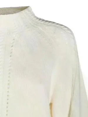 TWINSET Floral Embroidered Cable-knit Mock Neck Sweater
