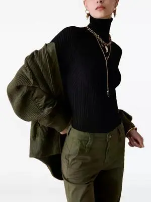 Liu Jo Ribbed Turtleneck With Balloon Sleeves