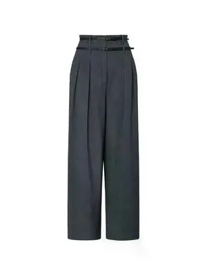 Liu Jo Flannel Wide-leg Pants With Double Belt Detail