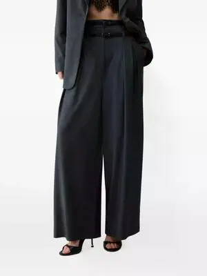 Liu Jo Flannel Wide-leg Pants With Double Belt Detail