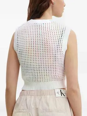 BENETTON Crochet-knit Cropped Sweater