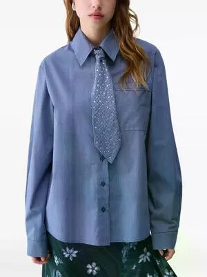 Liu Jo Poplin Shirt With Embellished Tie