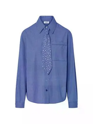 Liu Jo Poplin Shirt With Embellished Tie - Blue